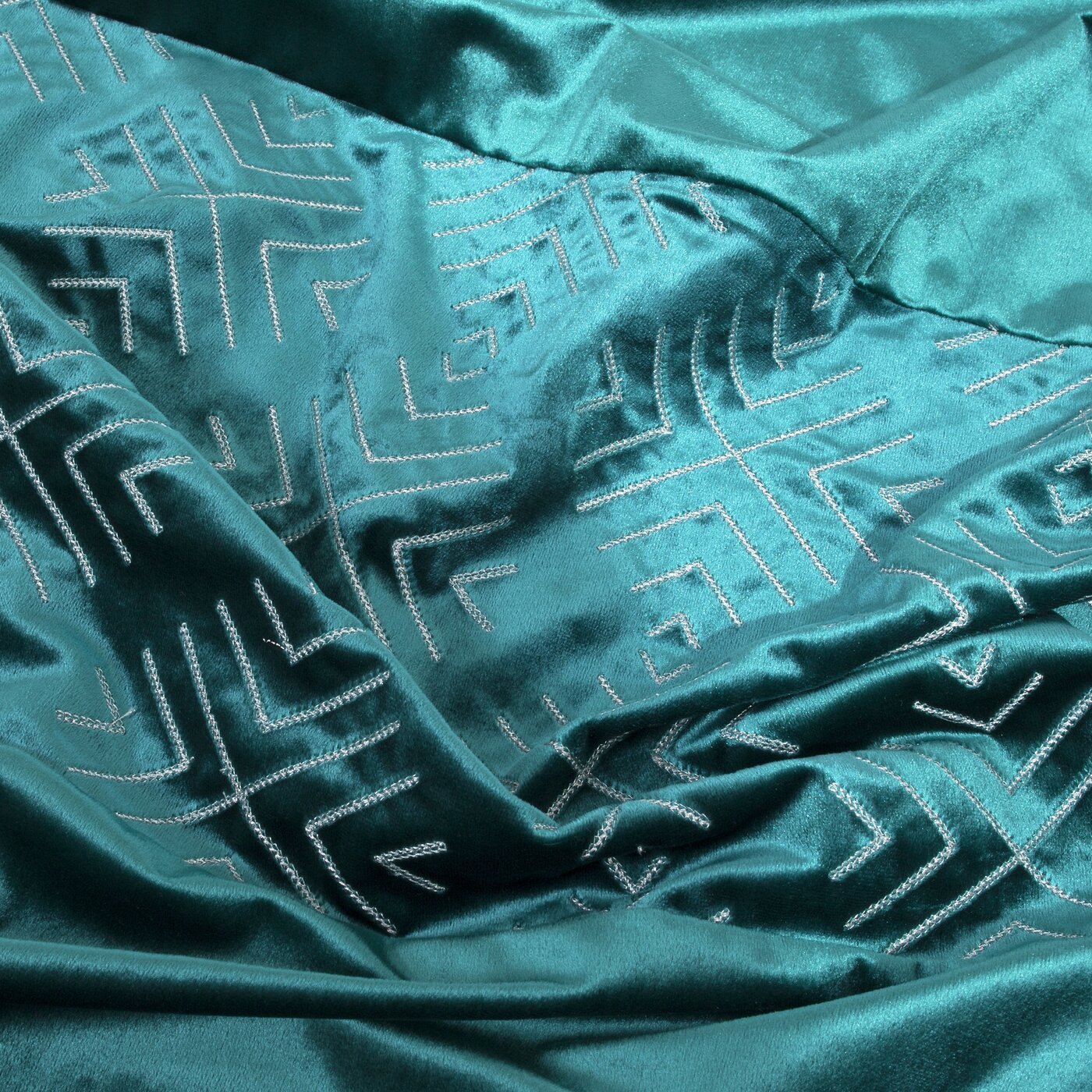 REINA LINE Zasłona MAHIKA z welwetu zdobiona geometrycznym haftem ...