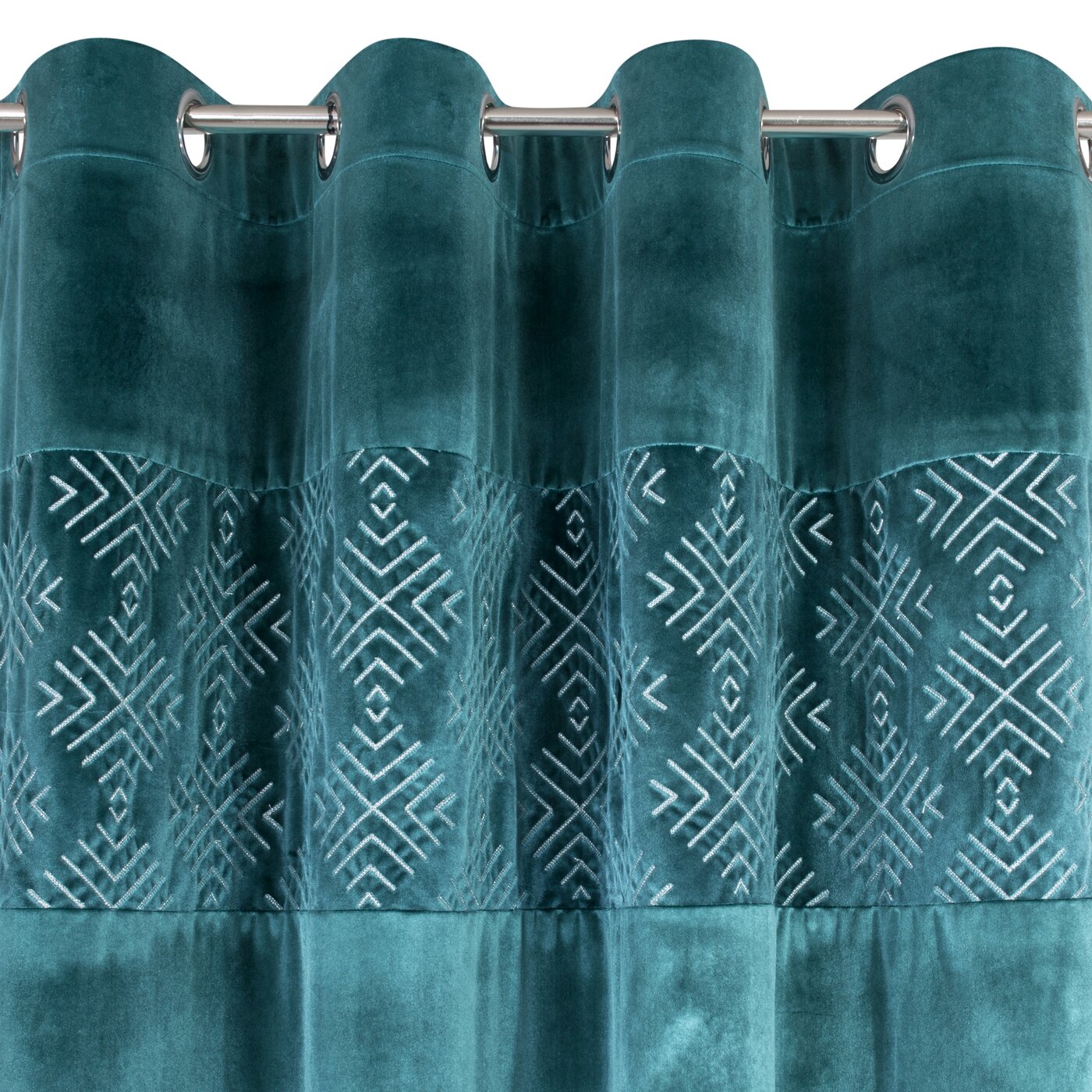 REINA LINE Zasłona MAHIKA z welwetu zdobiona geometrycznym haftem ...